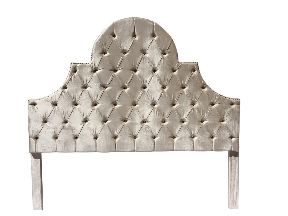 Off white Ivory Velvet King Size Headboard Tufted Upholstered | Etsy