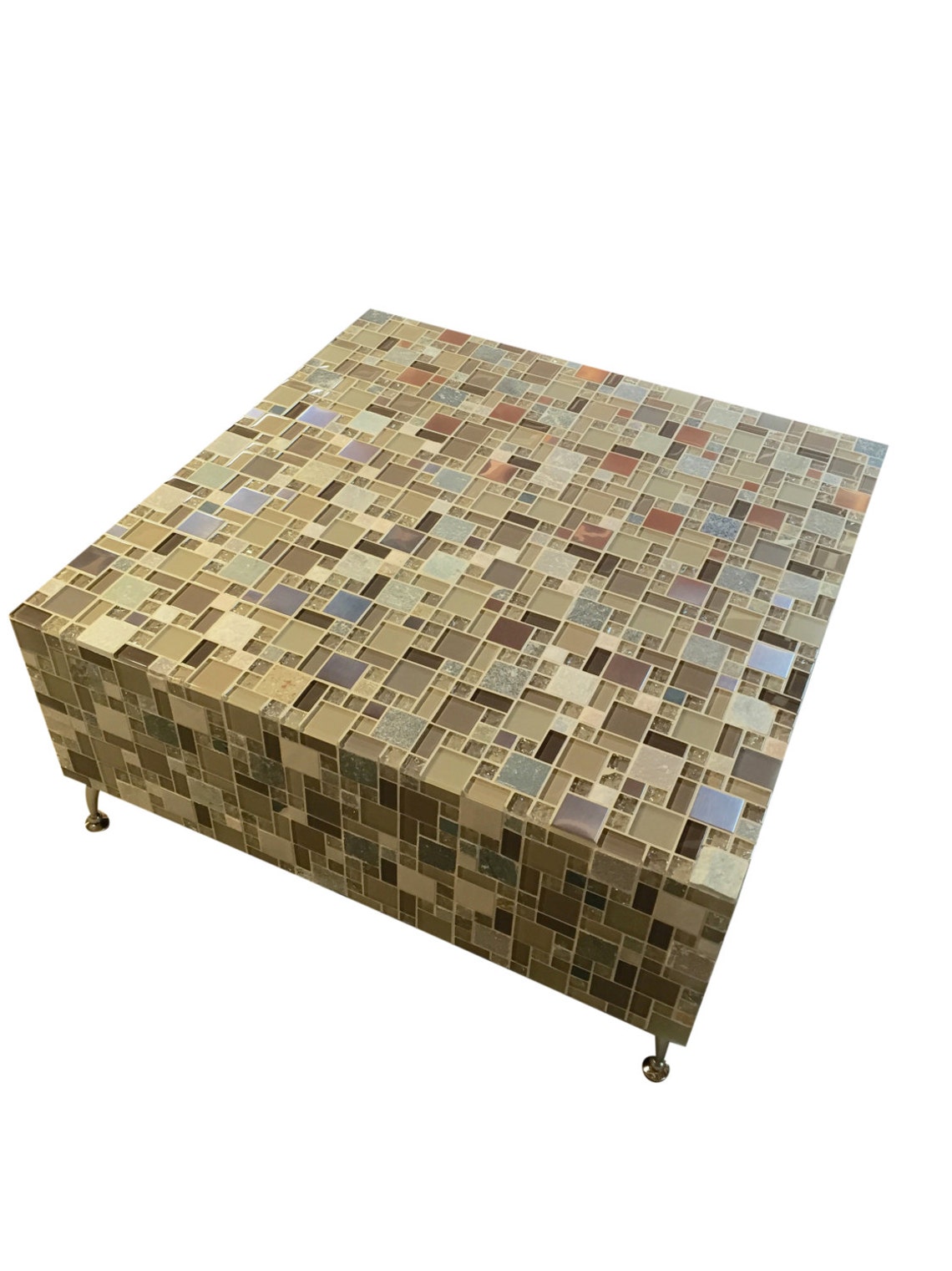 Coffee Table Center Table Glass Tile Square Ottoman Coffee | Etsy