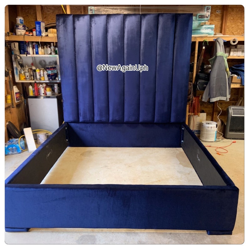 Midnight Deep Blue Velvet Upholstery Fabric by the Yard - Etsy