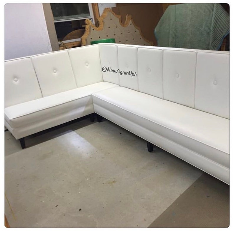 White Faux Leather Kitchen Upholstered Bench Custom Bench - Etsy