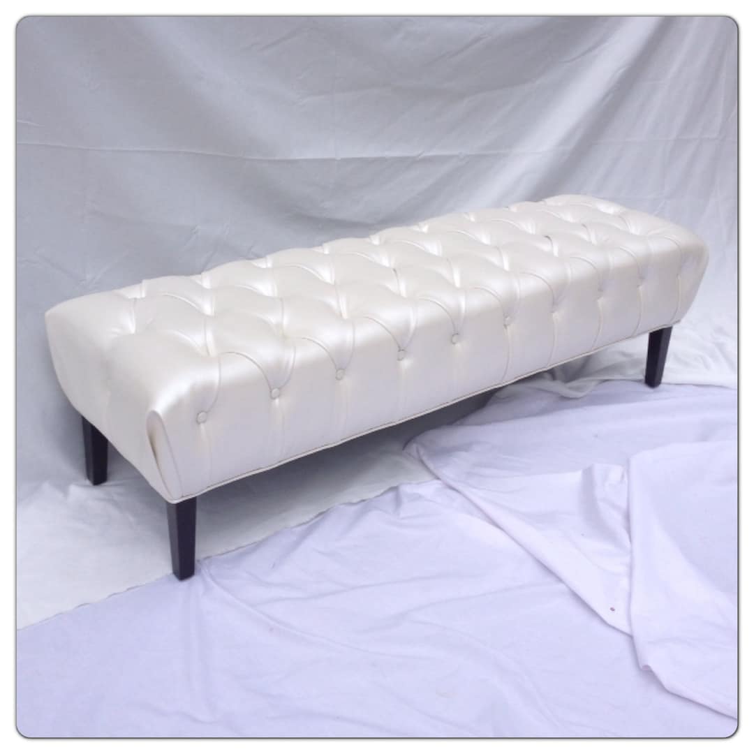 Tufted Bench Upholstered Bench Faux Leather Ivory Bench off White Bench ...