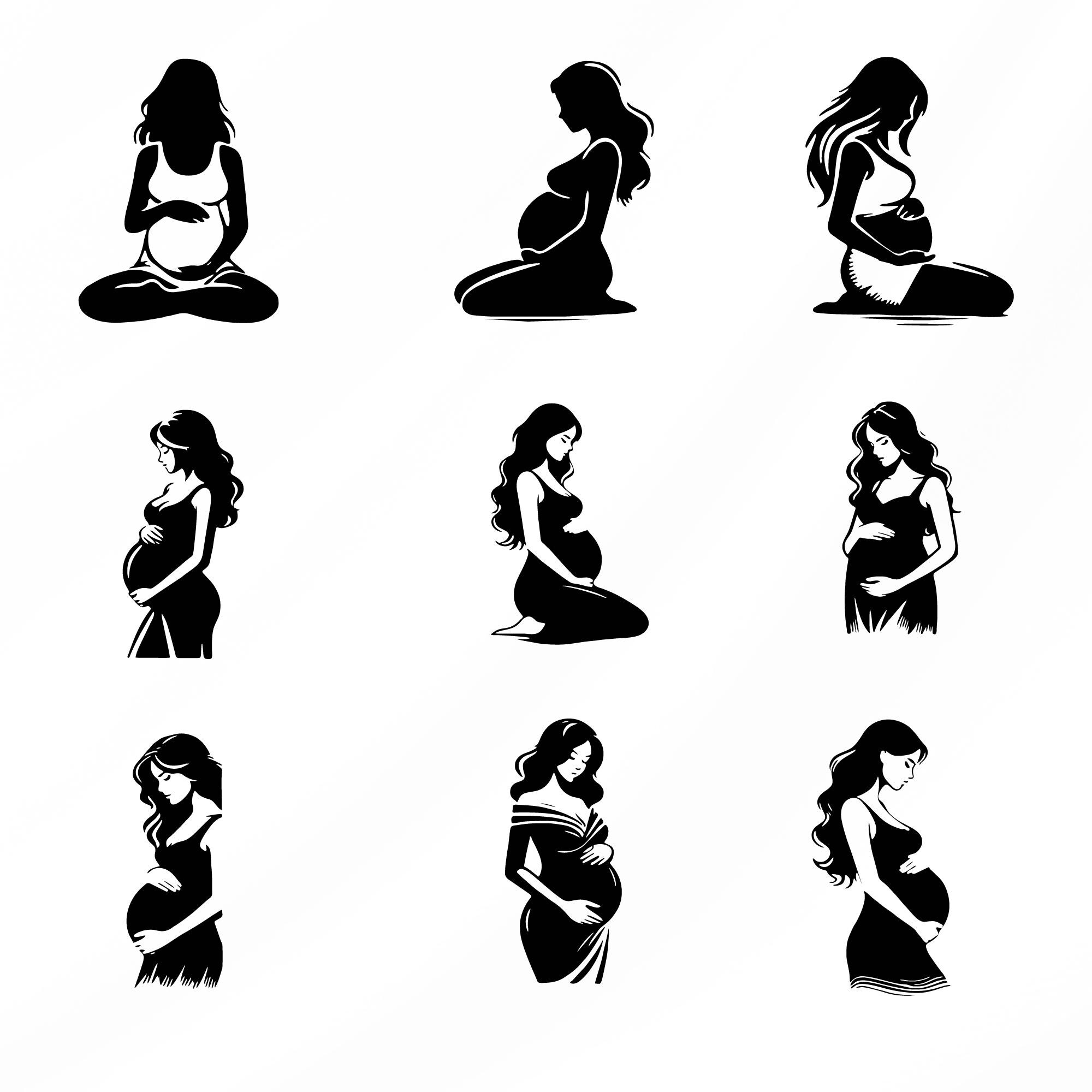 Pregnancy Svg Bundle, Pregnant Woman Clipart for Cricut, Pregnancy ...