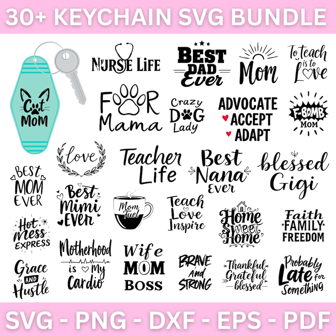 Retro Motel Keychain SVG Bundle - Vintage Key Tag Designs, Cricut ...