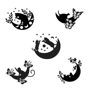 Cat and Moon Svg Bundle, Mystical Clipart for Cricut, Witchy Cat Vector ...