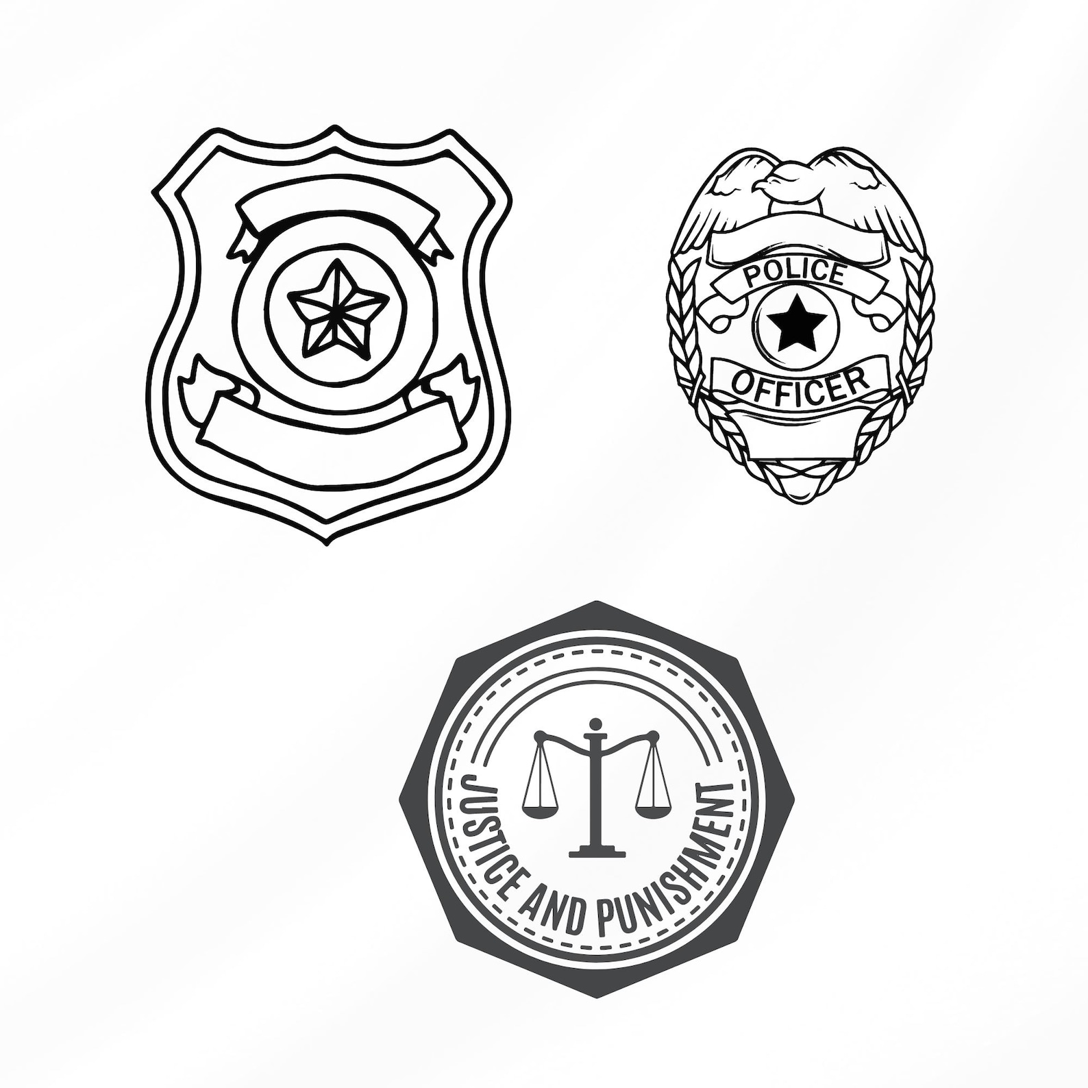 Police Badge Svg Bundle, Police Badge Clipart for Cricut, Badge Silhouette, Security Badge ...