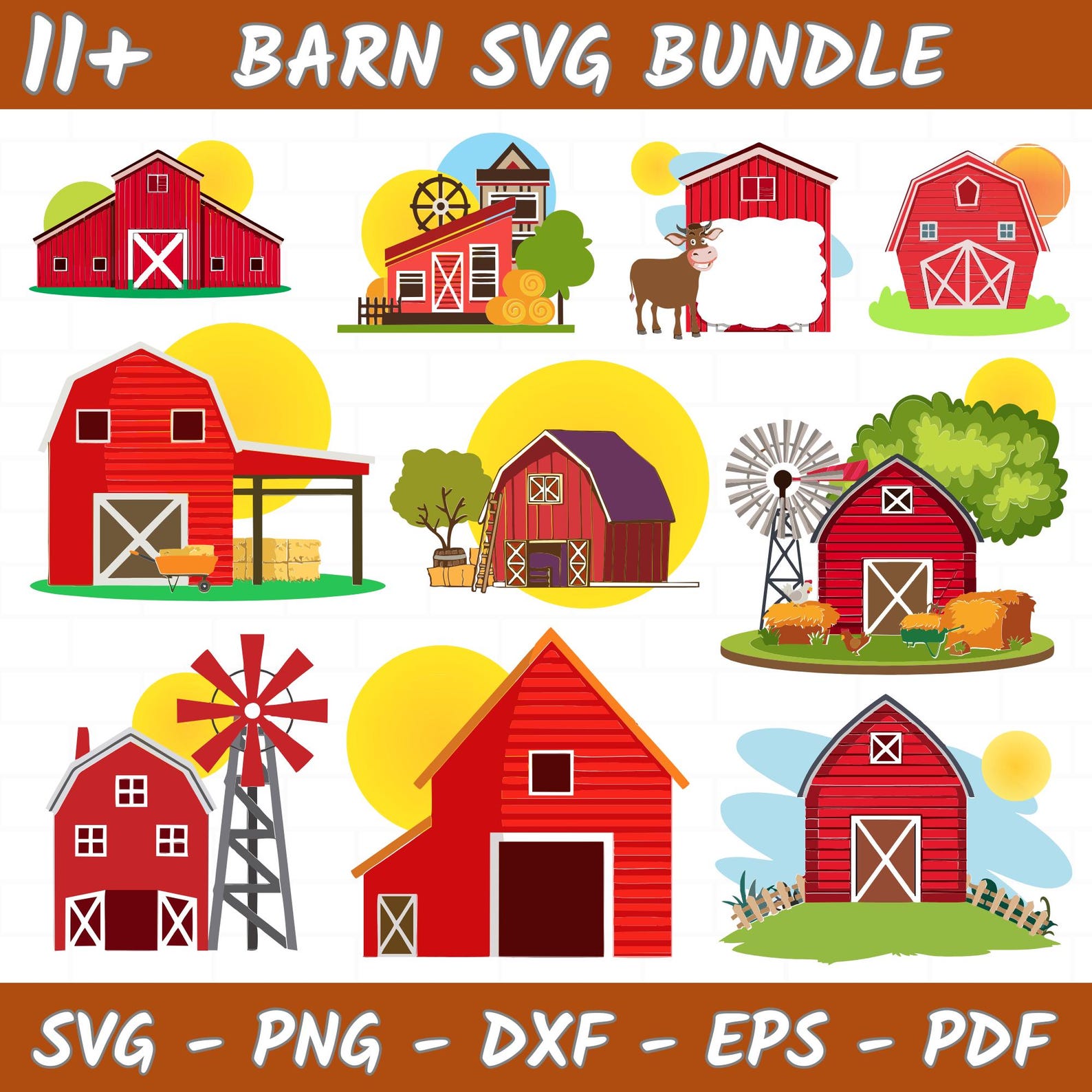 Barn Svg Bundle, Farm Clipart, Barn House Vector, Farmhouse Decal, Barn ...