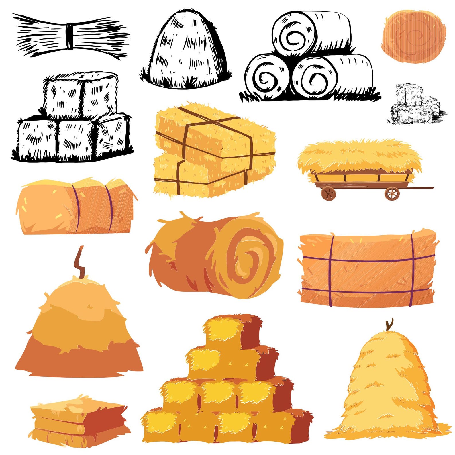 Hay Svg Bundle, Haystack Clipart, Bale Hay Vector, Hay Monogram Decal ...