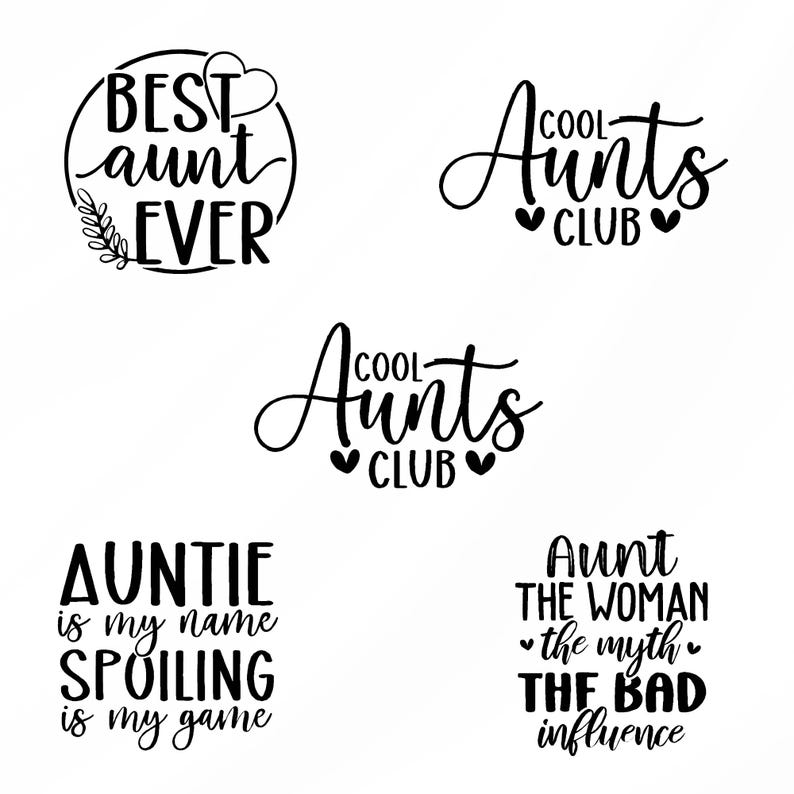 Aunt Svg Bundle, Aunt Clipart for Cricut, Auntie Quotes Silhouette ...