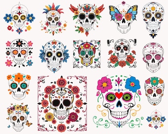 Dia De Los Muertos Svg Bundle, Sugar Skull Svg, Day of the Dead Clipart ...