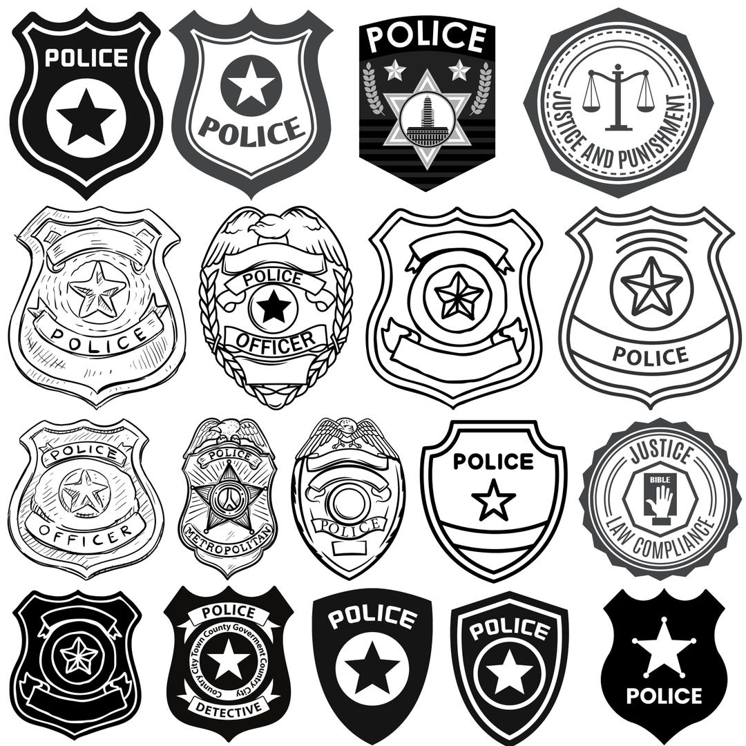 Police Badge Svg Bundle, Police Badge Clipart for Cricut, Badge Silhouette, Security Badge ...