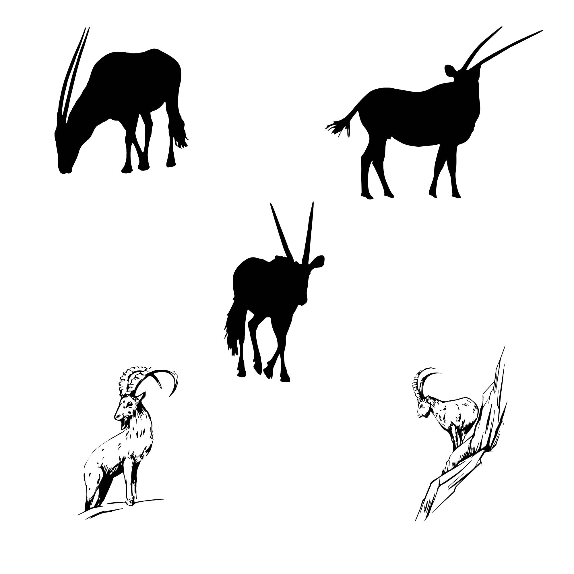 Oryx Svg Bundle, Oryx Clipart for Cricut, Animal Silhouette, Oryx ...