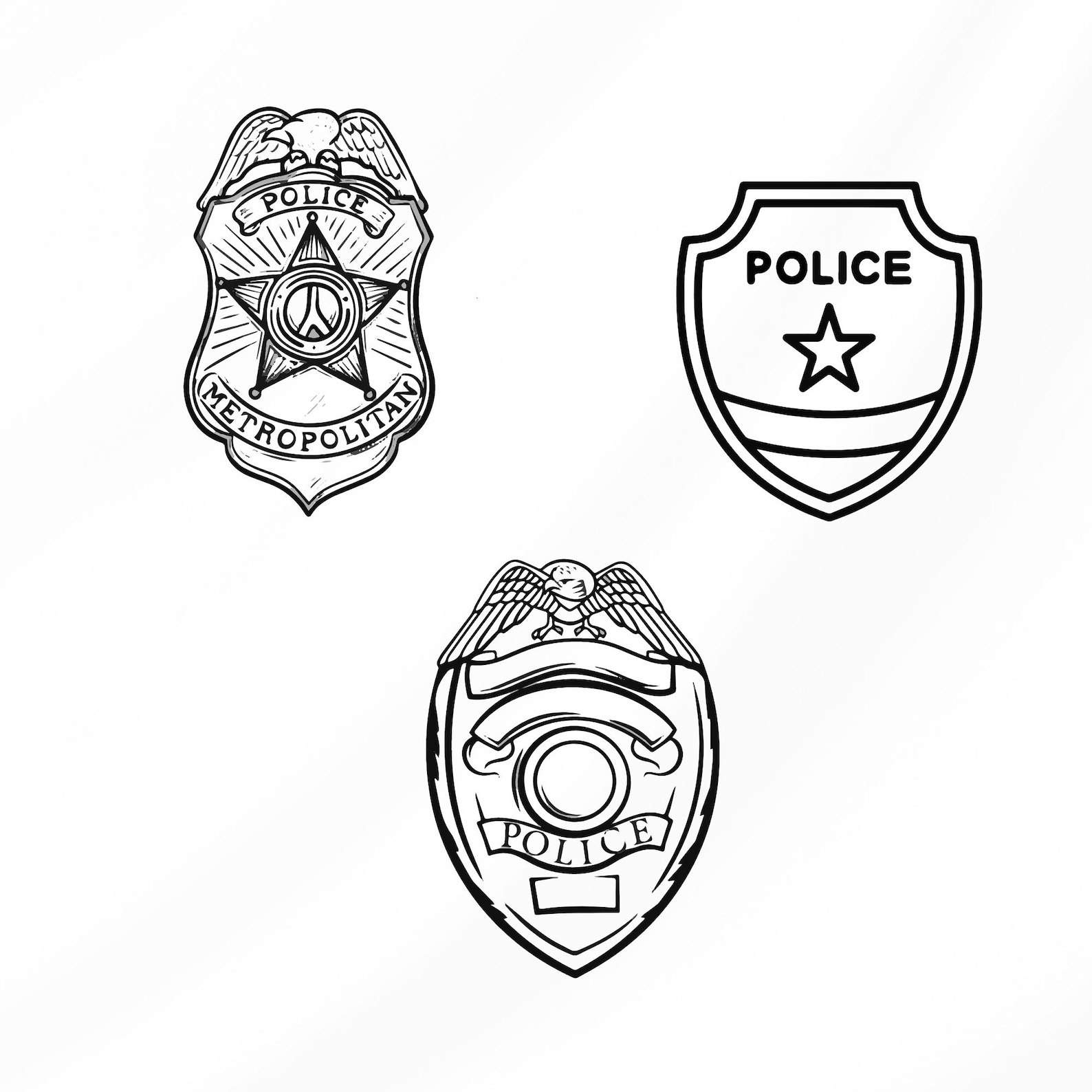 Police Badge Svg Bundle, Police Badge Clipart for Cricut, Badge Silhouette, Security Badge ...