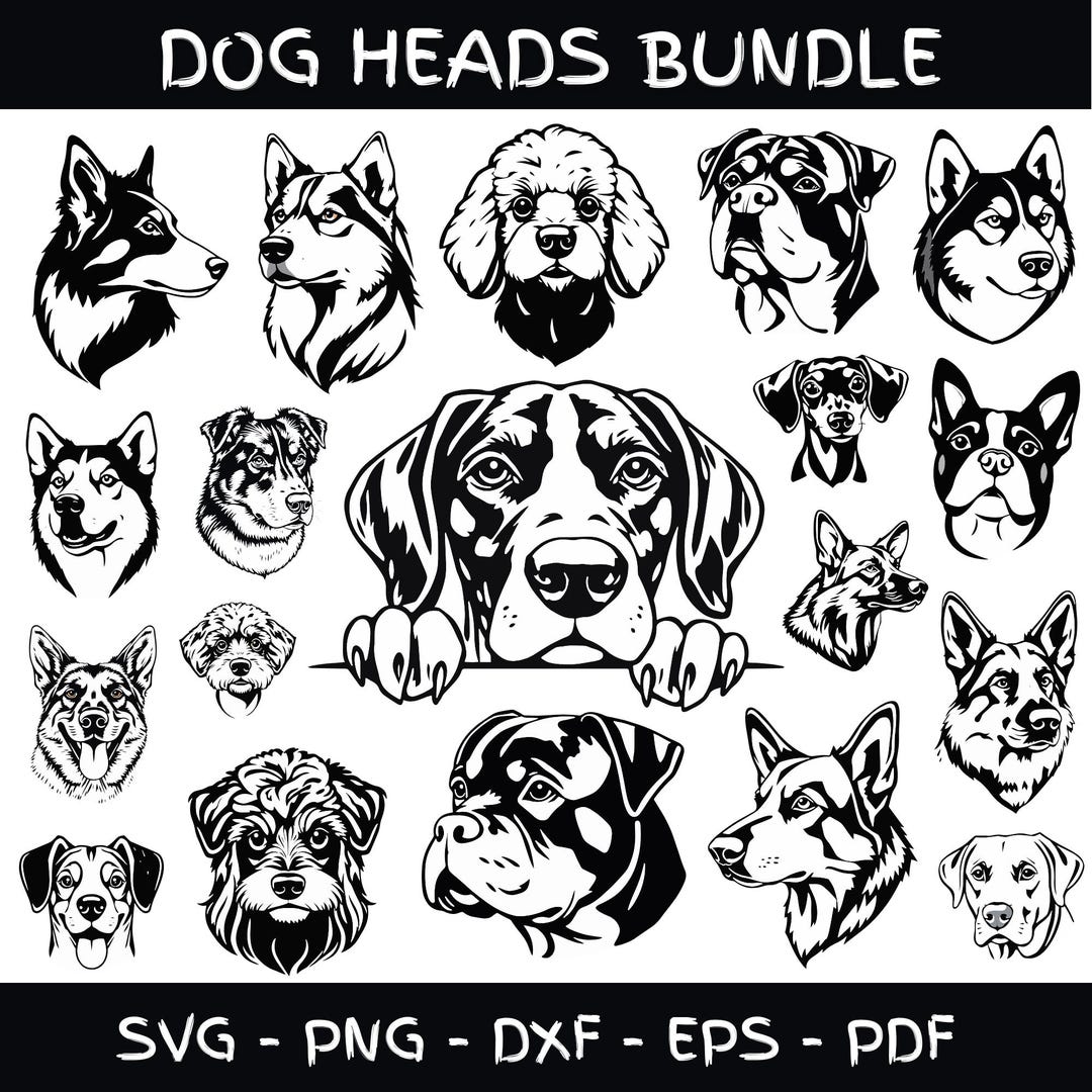 Dog Heads SVG Bundle File | Svg Files for Cricut | Dog Clipart for ...