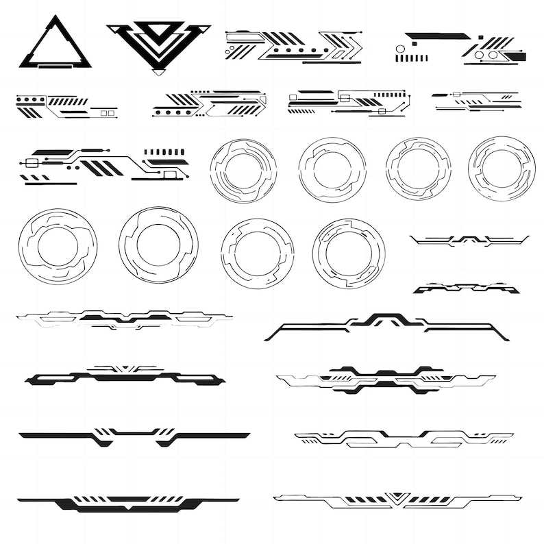 Cyber Futuristic Technology Svg Bundle, Tech Cyber Clipart for Cricut ...