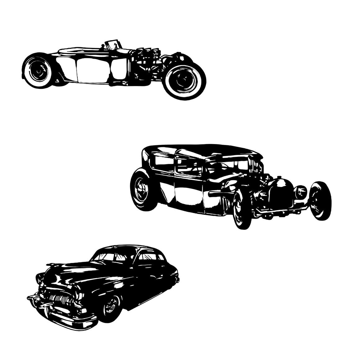 Hot Rod Svg Bundle, Hot Rod Clipart, Classic Car Vector, Vintage Car ...