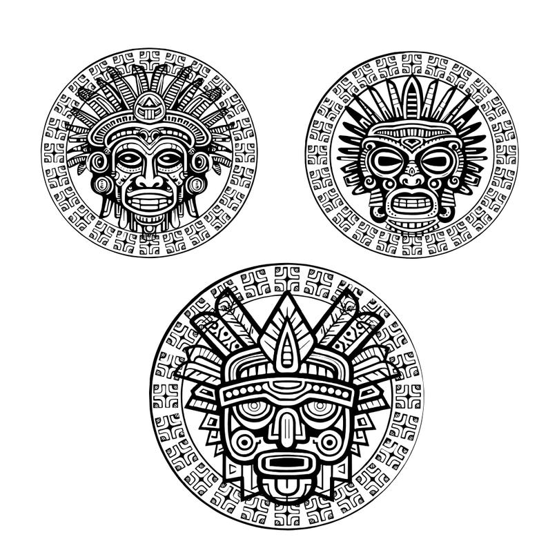 Aztec Svg Bundle, Aztec Clipart, Intricate Aztec Vector, Ancient Tribal ...
