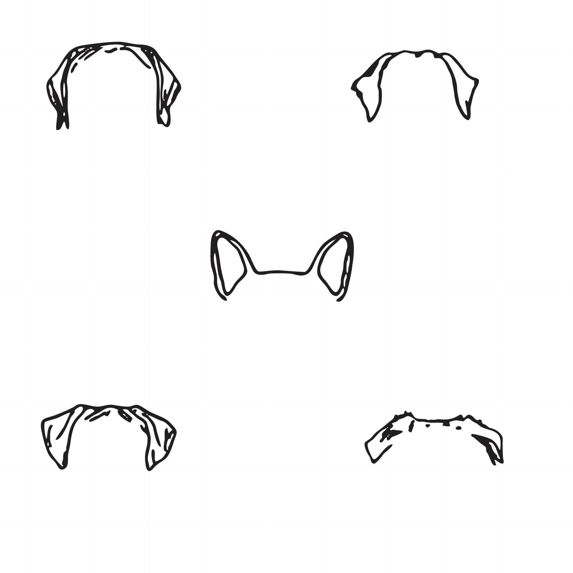Dog Breed Ears Svg Bundle, Dog Ear Outline Clipart for Cricut, Dog Ear ...