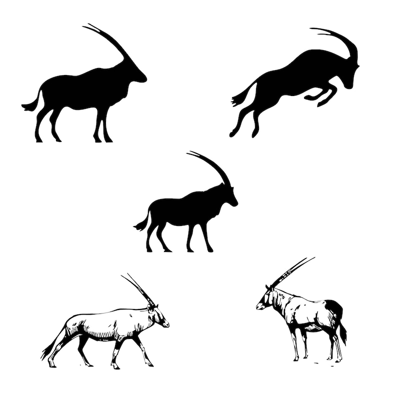 Oryx Svg Bundle, Oryx Clipart for Cricut, Animal Silhouette, Oryx ...