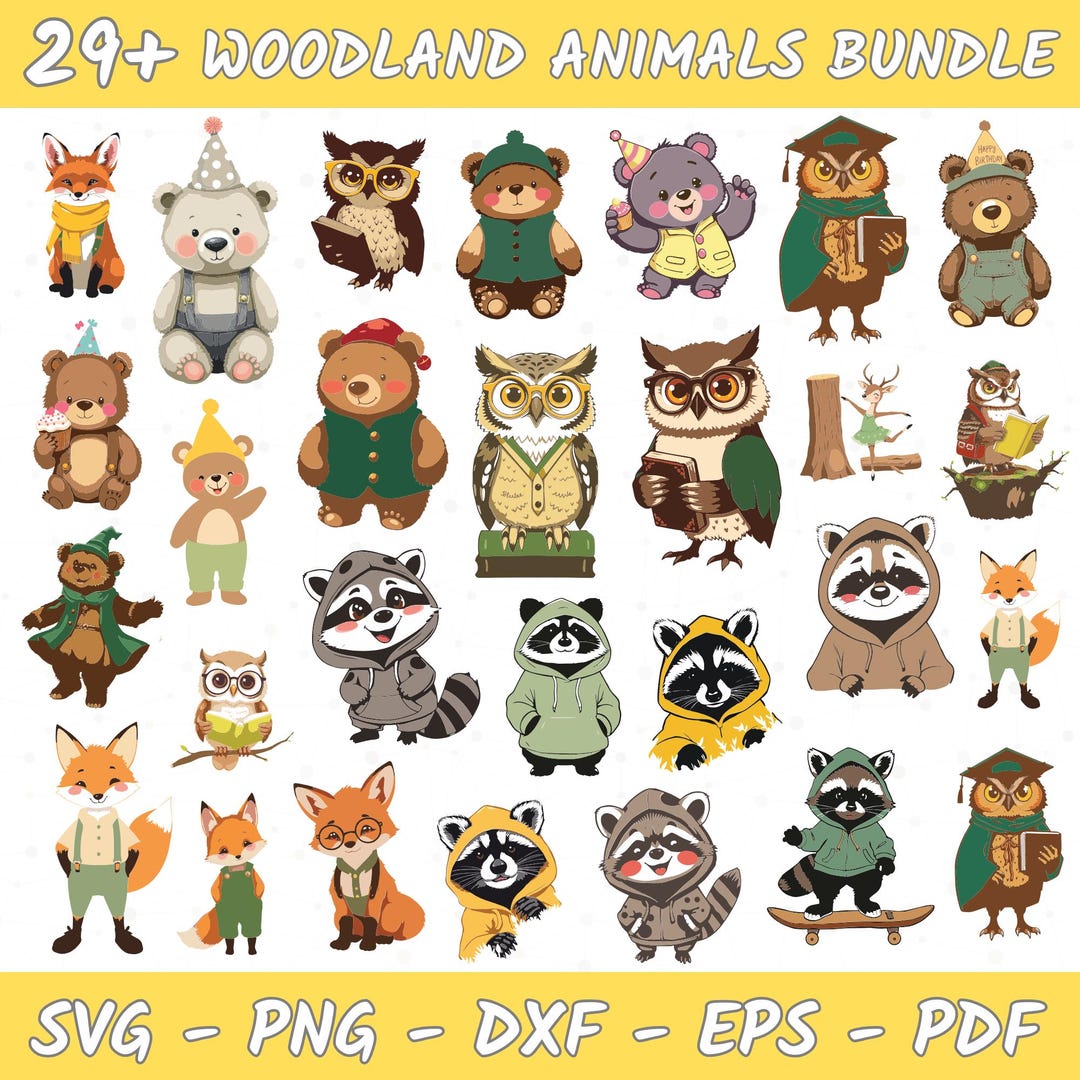 Woodland Animals SVG Bundle | Forest Animal SVG Cut Files | Fox Bear ...