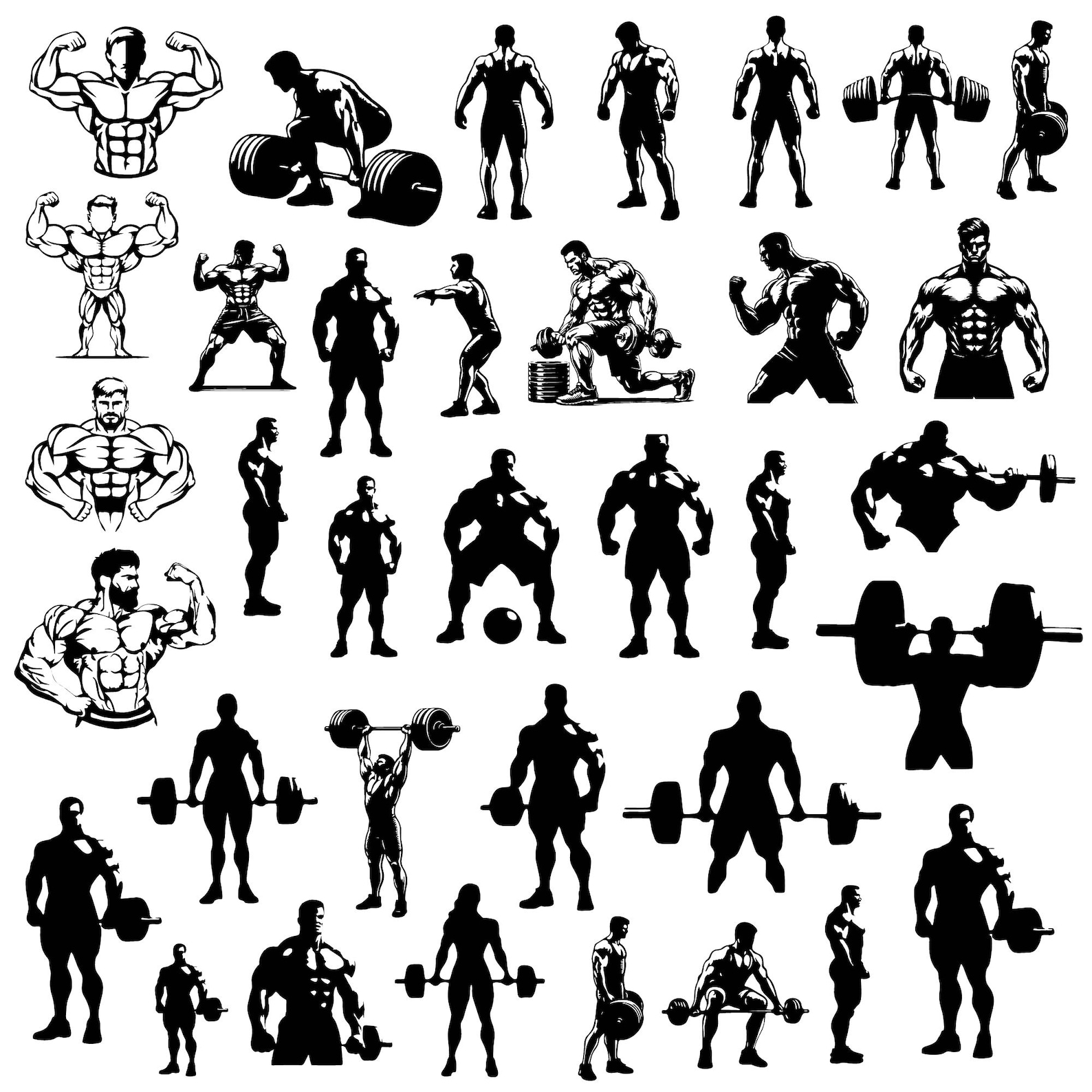 Bodybuilder Svg Bundle, Bodybuilder Clipart for Cricut, Exercise ...