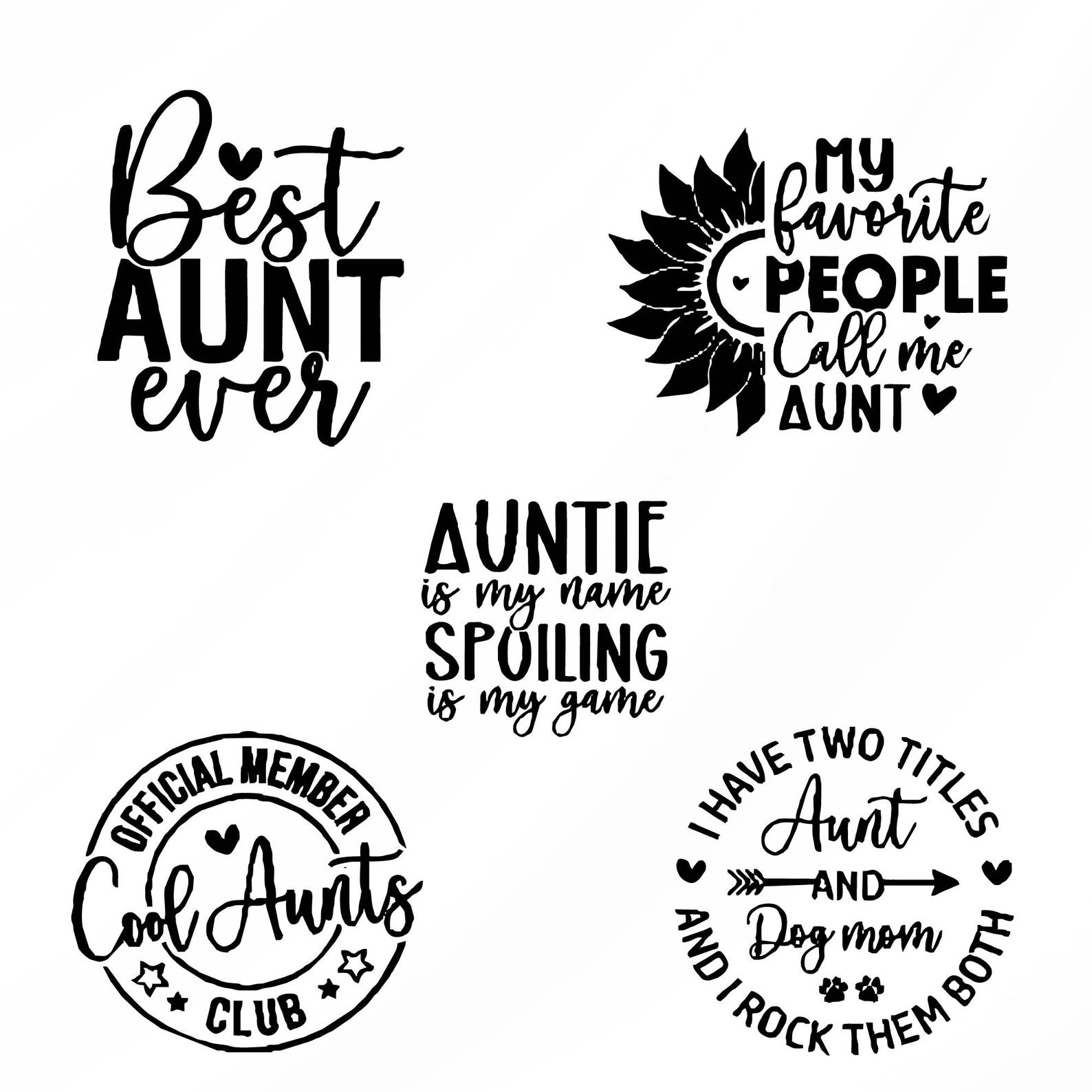 Aunt Svg Bundle, Aunt Clipart for Cricut, Auntie Quotes Silhouette ...