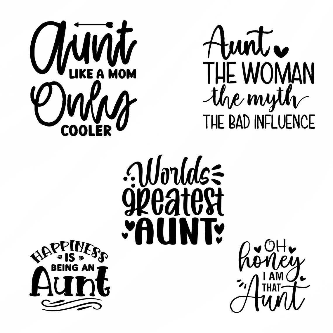 Aunt Svg Bundle, Aunt Clipart for Cricut, Auntie Quotes Silhouette ...
