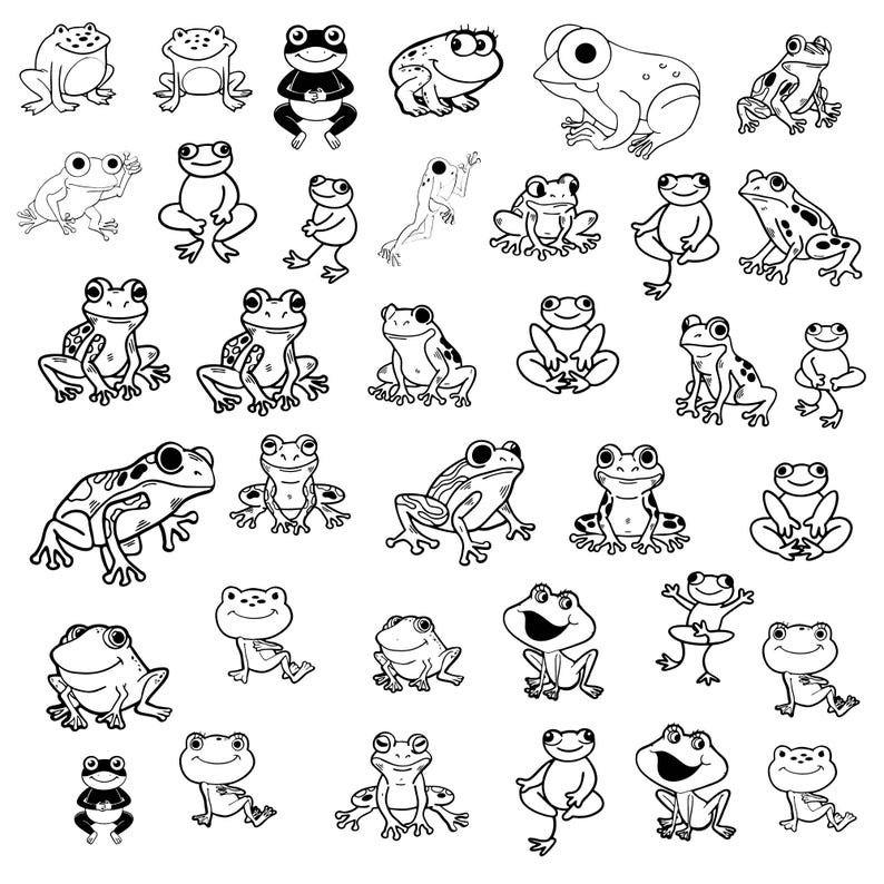 Frog Svg Bundle, Frog Clipart for Cricut, Cute Frog Silhouette ...
