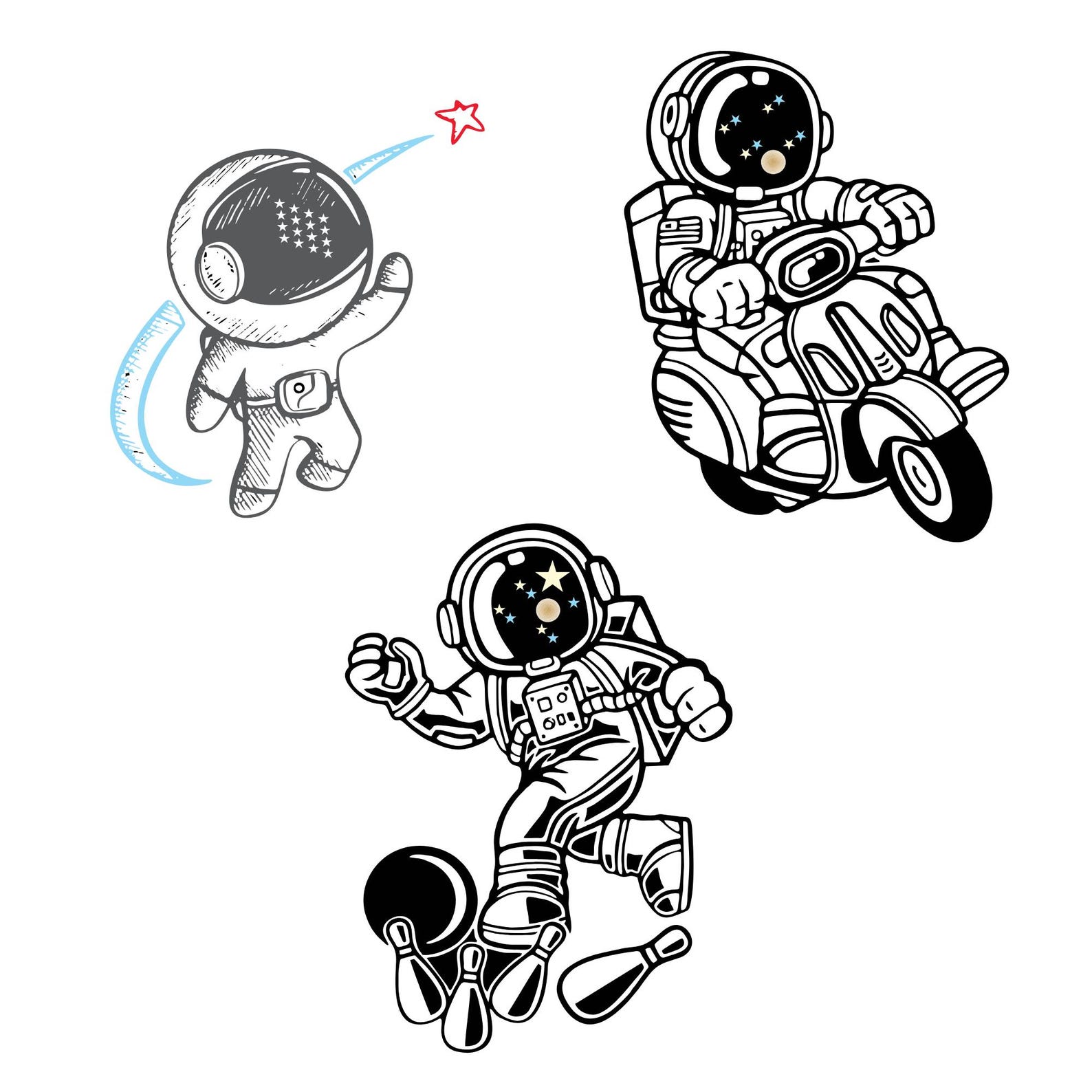 Astronaut Svg Bundle, Spaceman Clipart, Kid Astronaut Vector, Funny ...