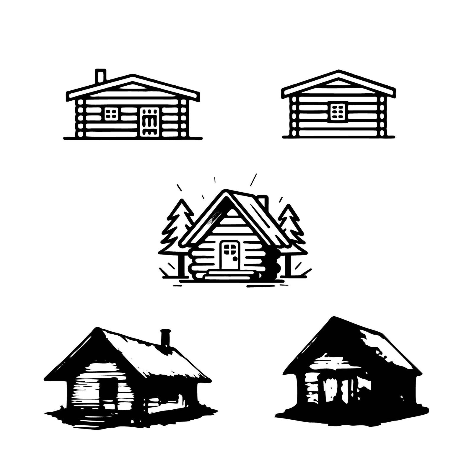 Log Cabin Svg Bundle, Wooden Cabin Clipart for Cricut, Cabin Silhouette ...