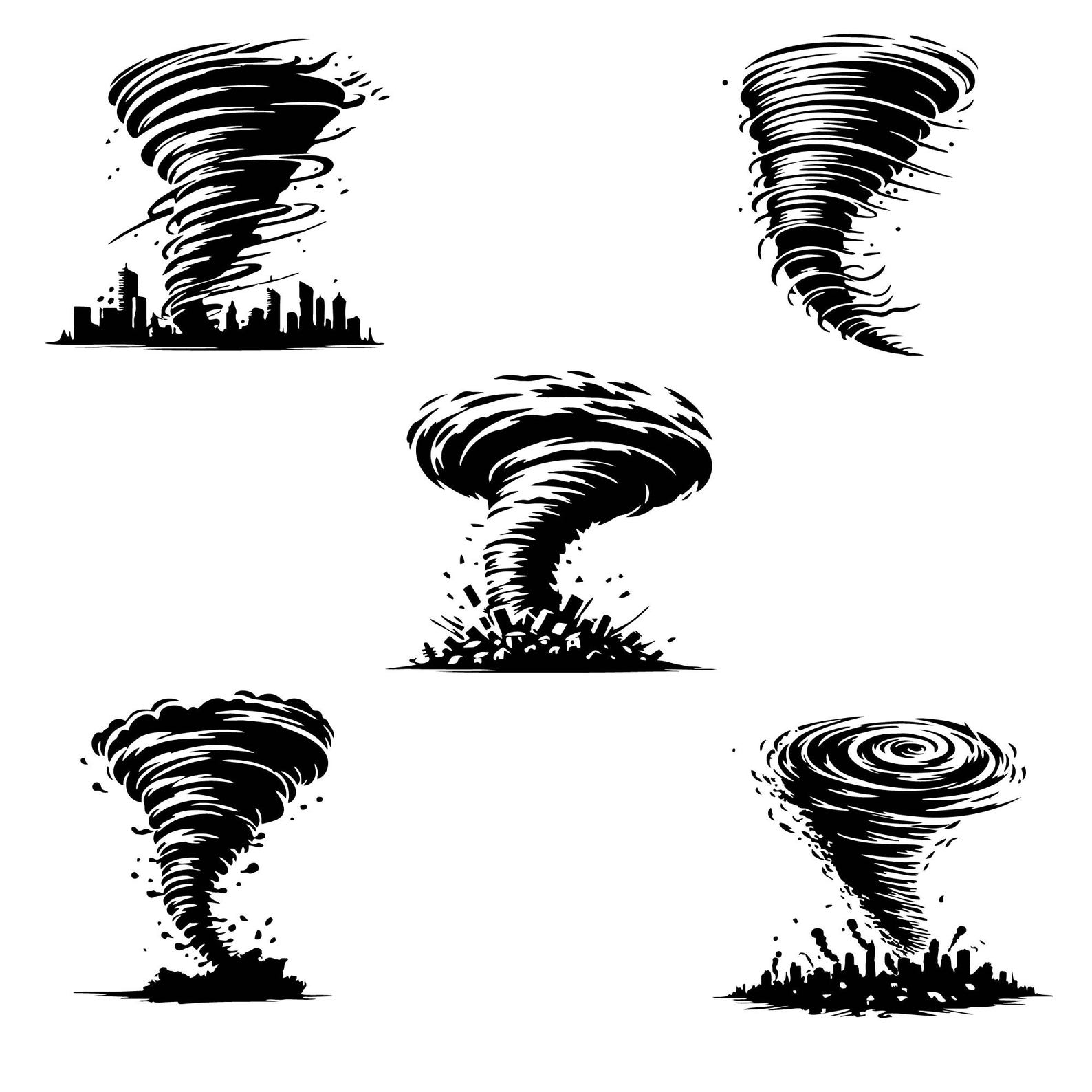 Tornado Svg Bundle, Tornado Clipart for Cricut, Strom Silhouette ...