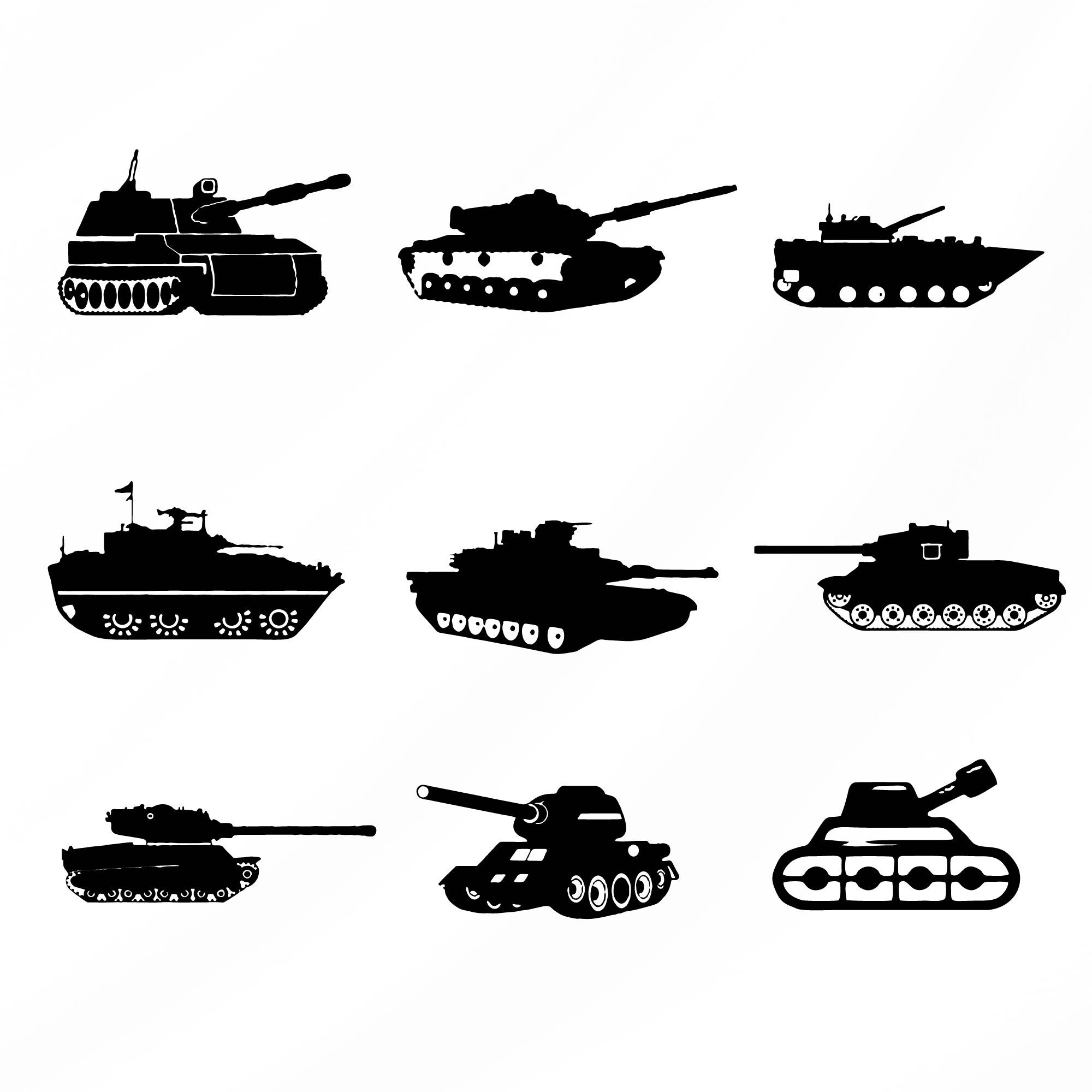 Tank Svg Bundle, Military Tank Clipart for Cricut, Tank Silhouette ...