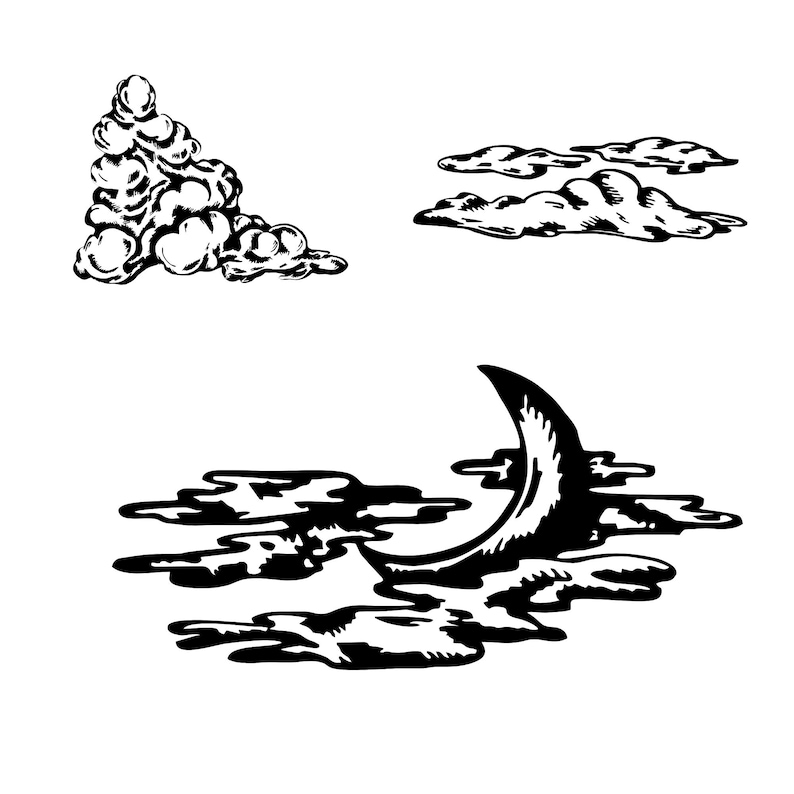 Clouds Svg Bundle, Weather Cloud Clipart, Cloud Vector, Clouds Decal ...