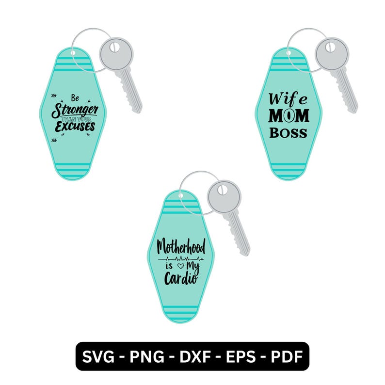 Retro Motel Keychain SVG Bundle - Vintage Key Tag Designs, Cricut ...