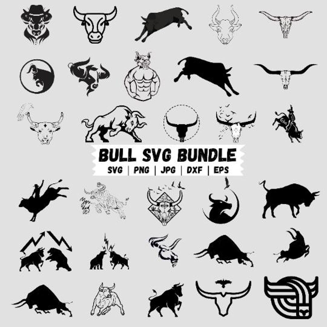Bull Svg Bundle, Bull Head Clipart for Cricut, Bull Silhouette, Farm ...