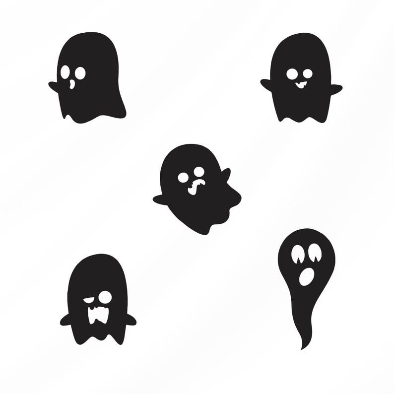 Ghost Face Svg Bundle, Halloween Clipart for Cricut, Boo Vector, Ghost ...