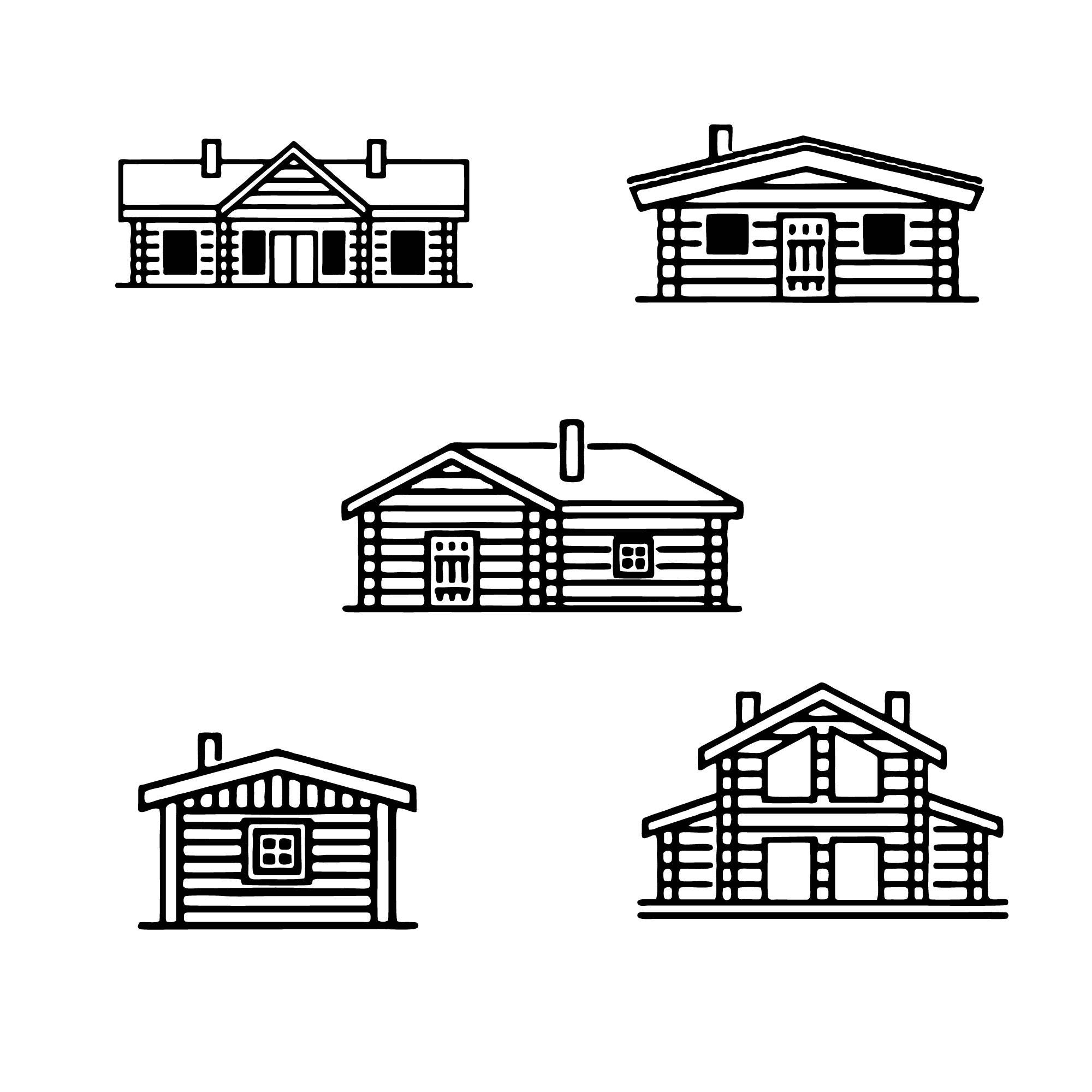 Log Cabin Svg Bundle, Wooden Cabin Clipart for Cricut, Cabin Silhouette ...