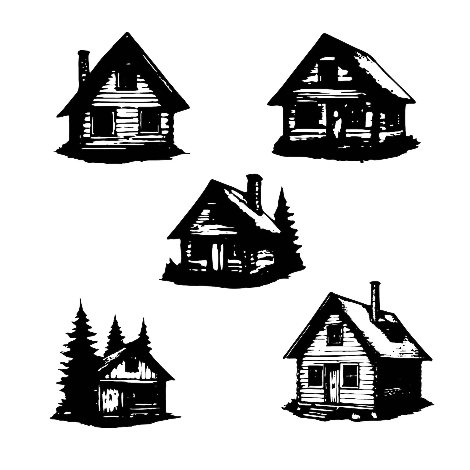 Log Cabin Svg Bundle, Wooden Cabin Clipart for Cricut, Cabin Silhouette ...