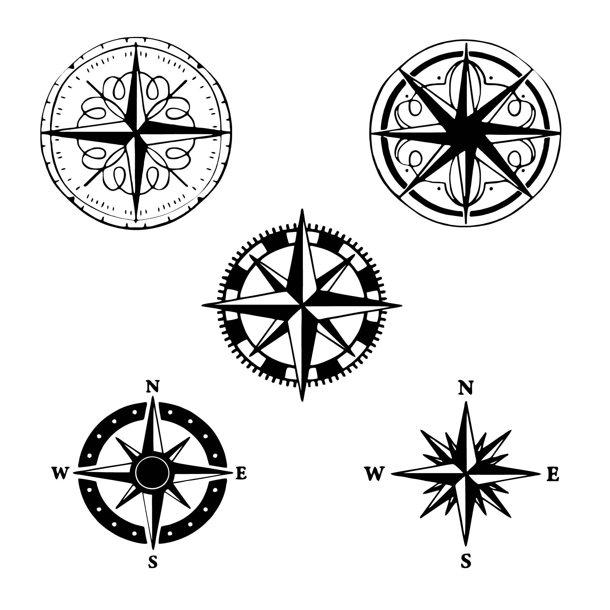 Compass Svg Bundle, Compass Clipart for Cricut, Nautical Silhouette ...