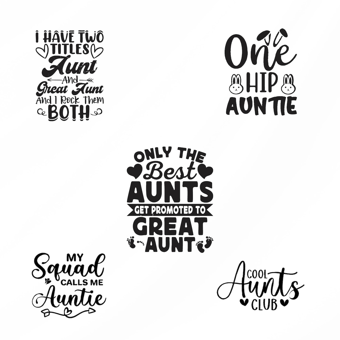 Aunt Svg Bundle, Aunt Clipart for Cricut, Auntie Quotes Silhouette ...