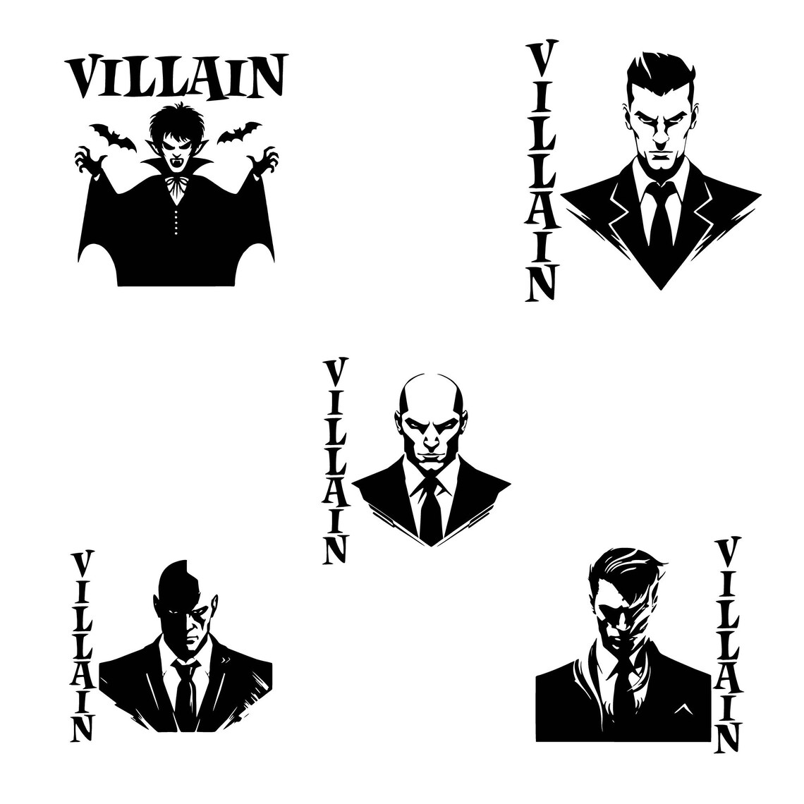 Villains Svg Bundle, Villains Clipart for Cricut, Villains Silhouette ...