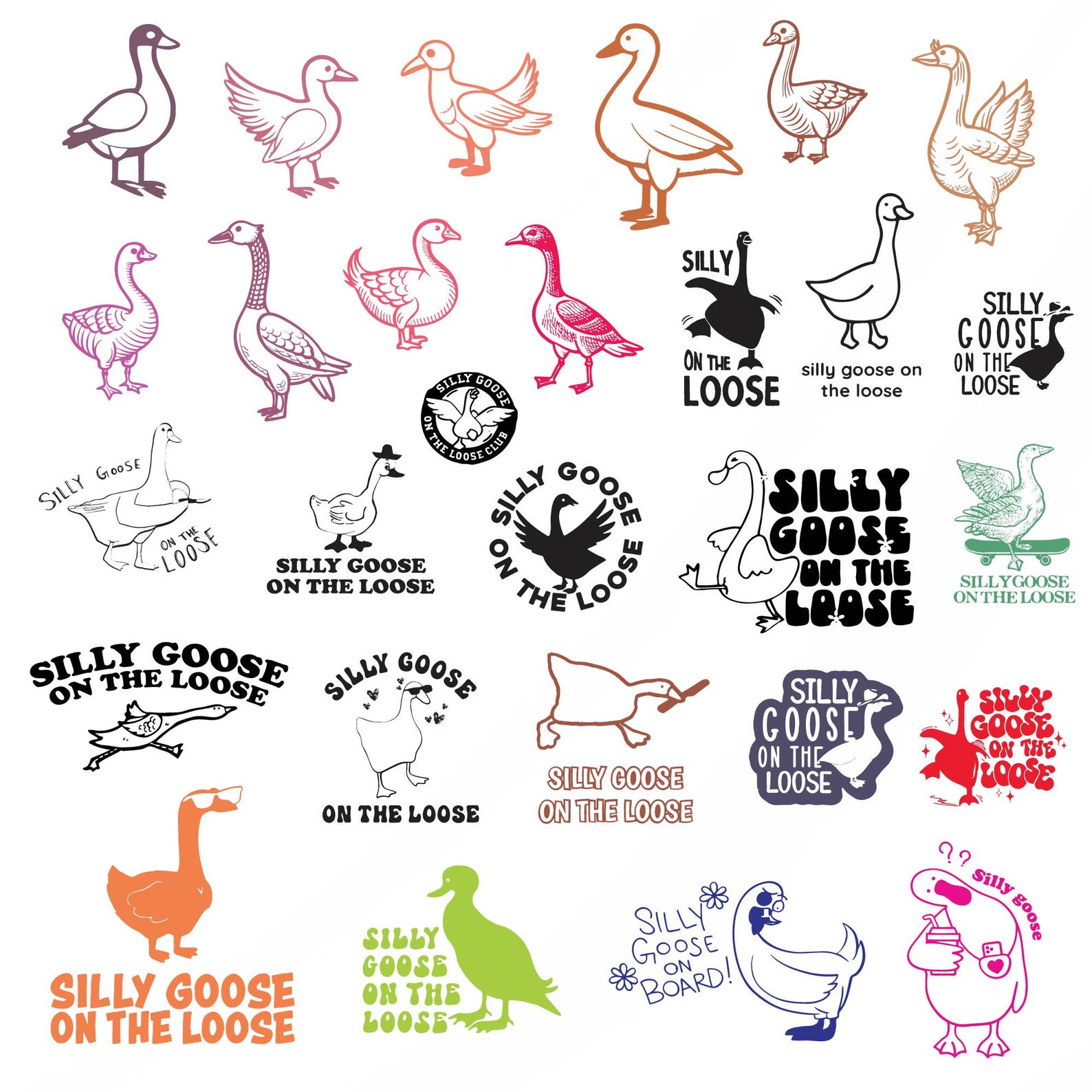 Goose Svg Bundle, Silly Goose Clipart for Cricut, Silly Goose Vector ...