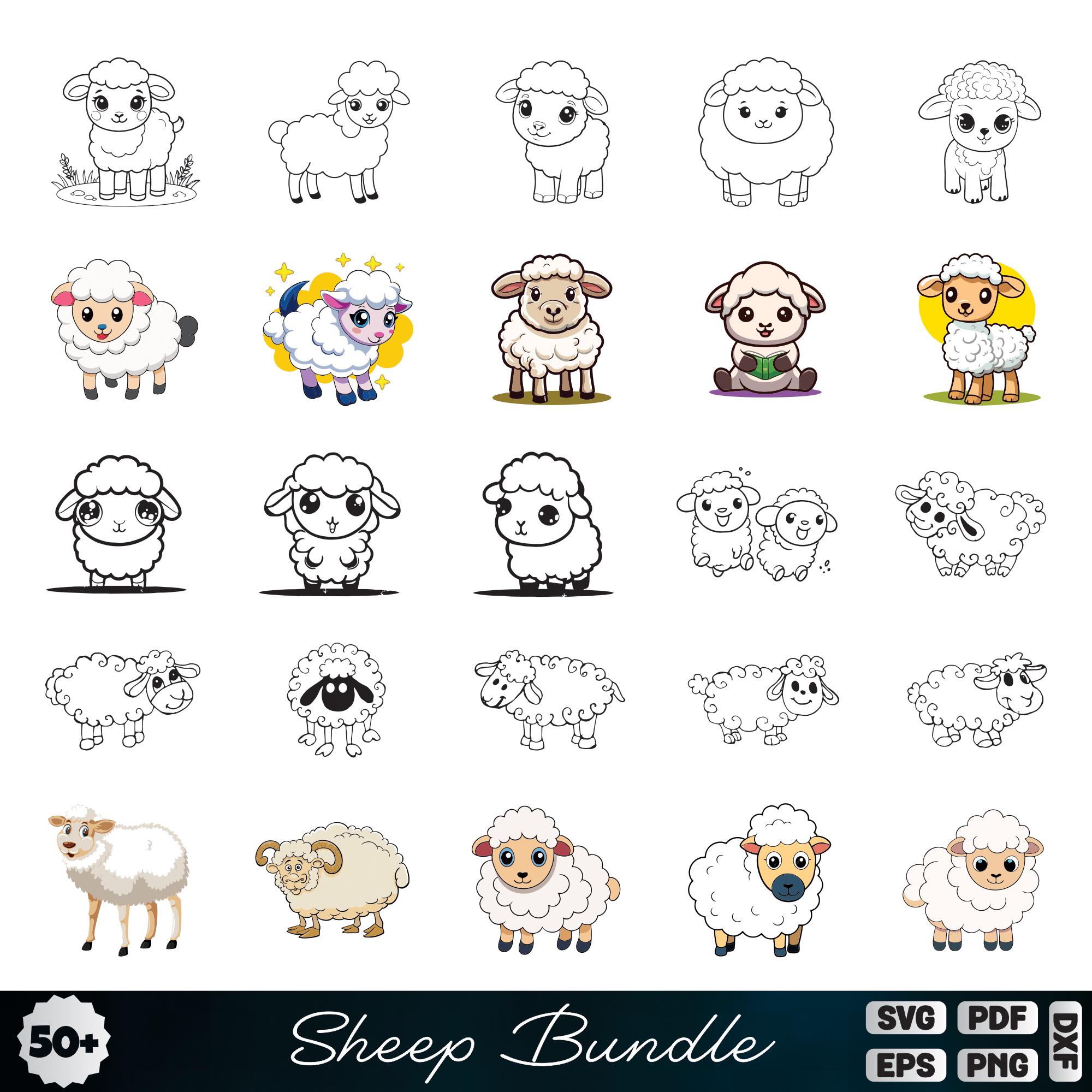 Sheep Svg Bundle, Sheep Clipart for Cricut, Cute Sheep Silhouette, Baby ...