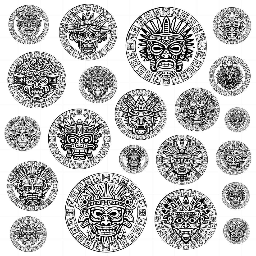 Aztec Svg Bundle, Aztec Clipart, Intricate Aztec Vector, Ancient Tribal ...