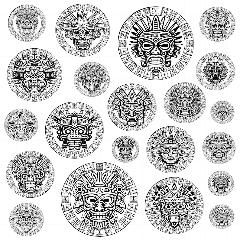 Aztec Svg Bundle, Aztec Clipart, Intricate Aztec Vector, Ancient Tribal ...