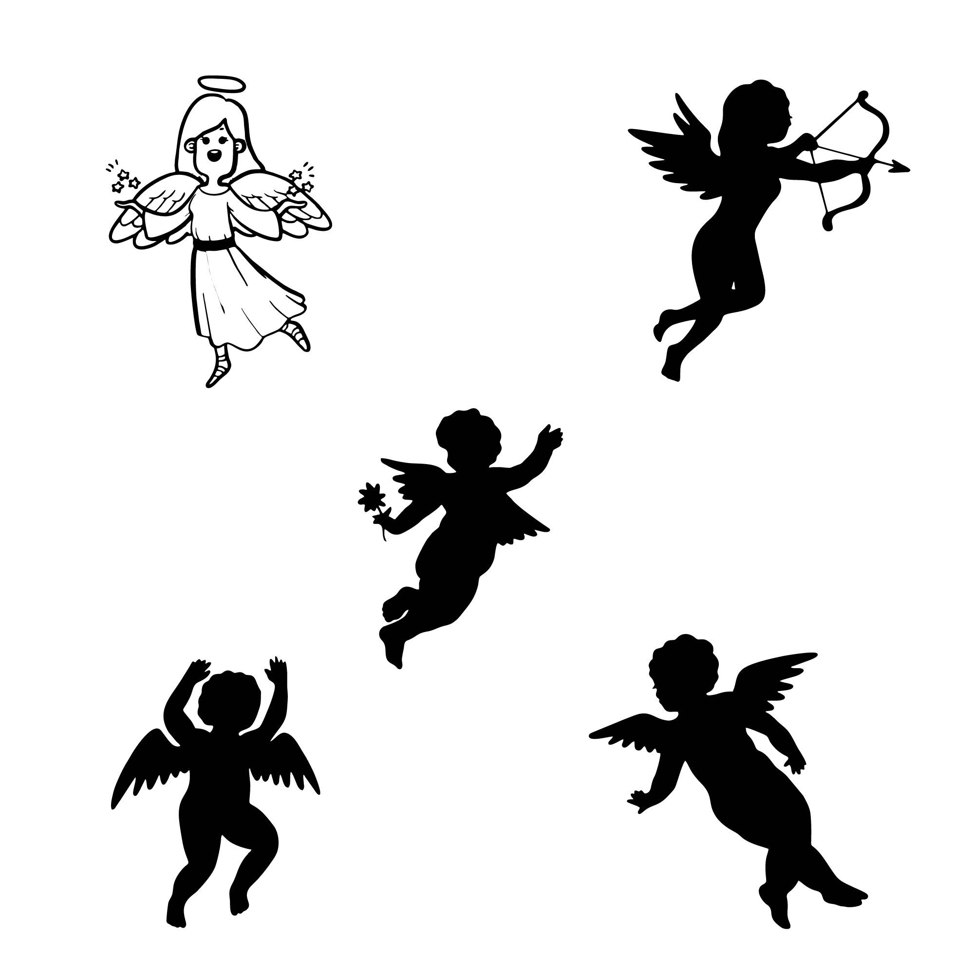 Angel Svg Bundle, Angel Clipart for Cricut, Angel Silhouette, Angel ...