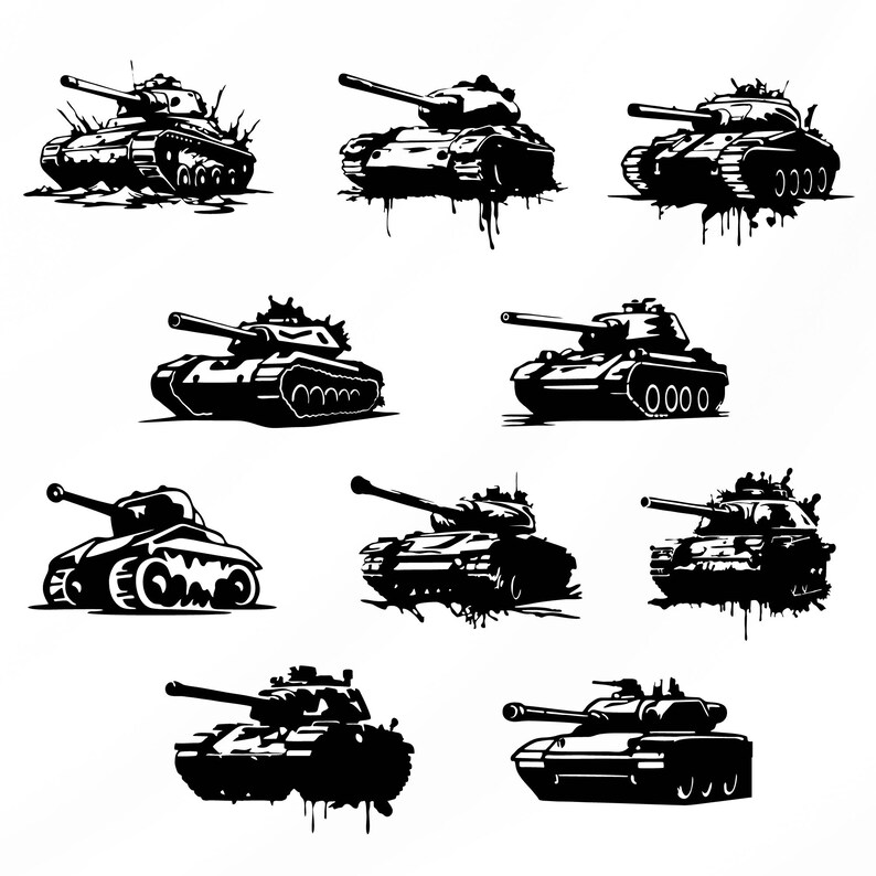 Tank Svg Bundle, Military Tank Clipart for Cricut, Tank Silhouette ...