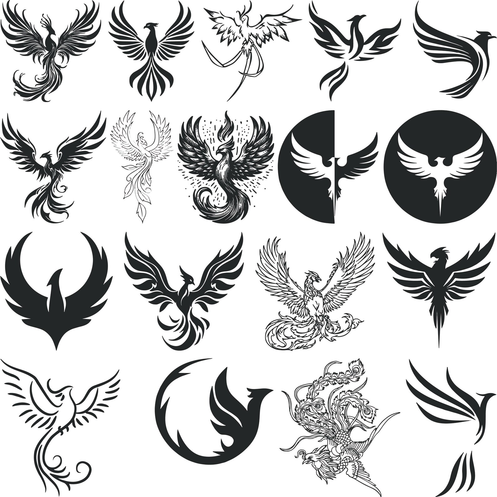 Phoenix Svg Bundle, Phoenix Clipart for Cricut, Phoenix Bird Silhouette ...