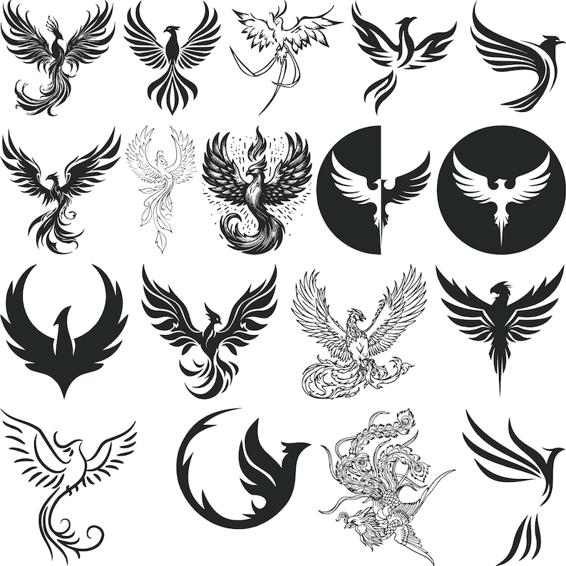 Phoenix Svg Bundle, Phoenix Clipart for Cricut, Phoenix Bird Silhouette ...
