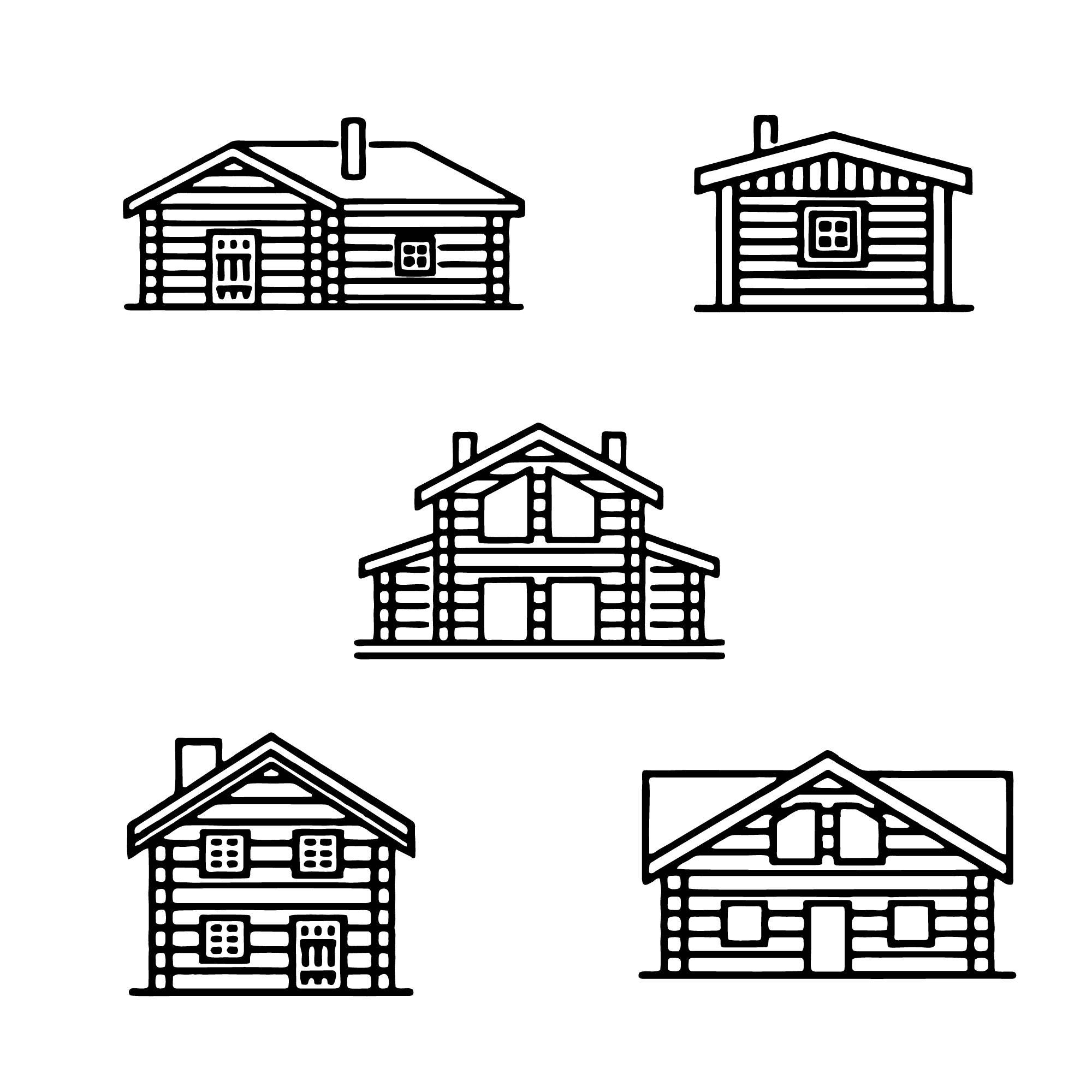 Log Cabin Svg Bundle, Wooden Cabin Clipart for Cricut, Cabin Silhouette ...
