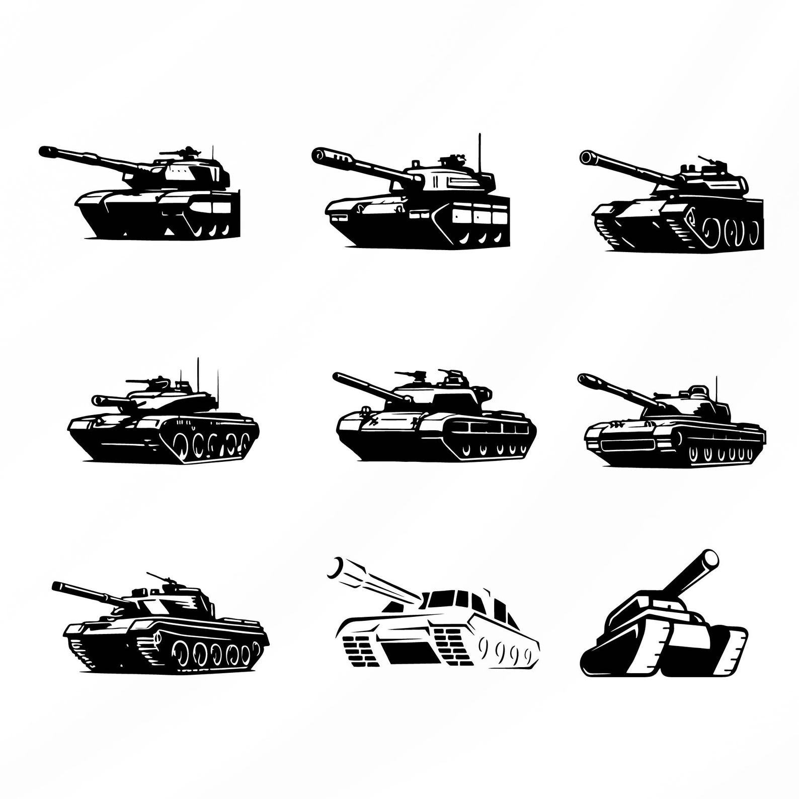 Tank Svg Bundle, Military Tank Clipart for Cricut, Tank Silhouette ...
